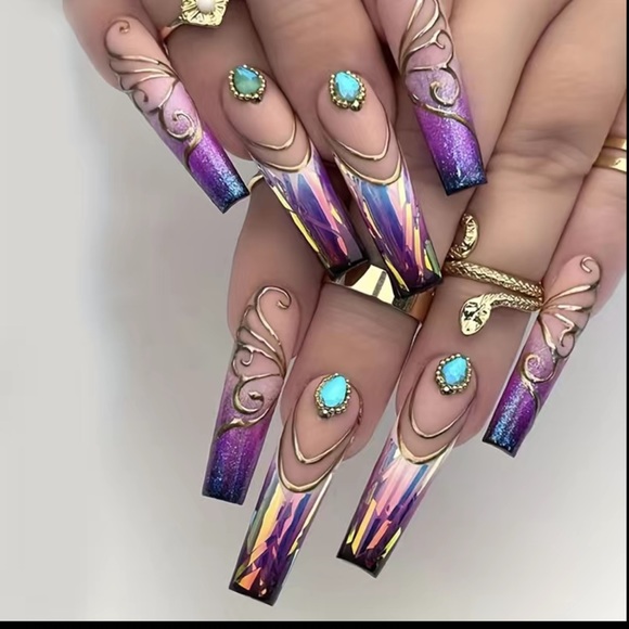 Makeup | 24pc Butterfly Wing And Gem Press On Nails | Poshmark